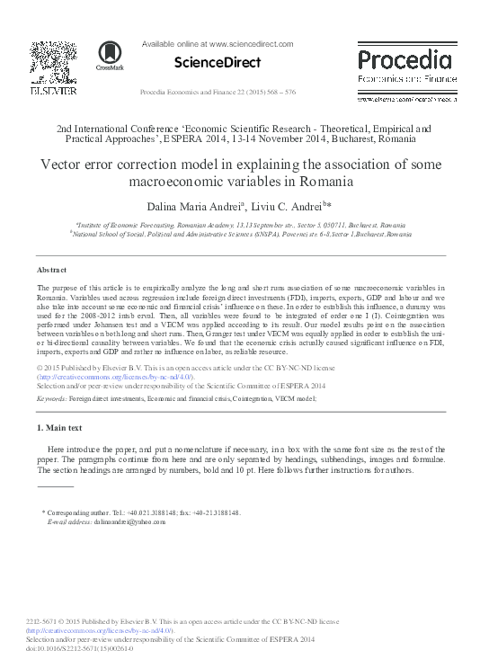 (PDF) Vector error correction model in explaining the association of some macroeconomic ...
