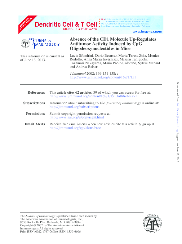 (PDF) Absence of the CD1 Molecule Up-Regulates Antitumor Activity ...