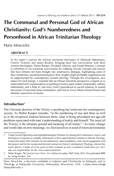 (PDF) The Communal and Personal God of African Christianity: God's ...