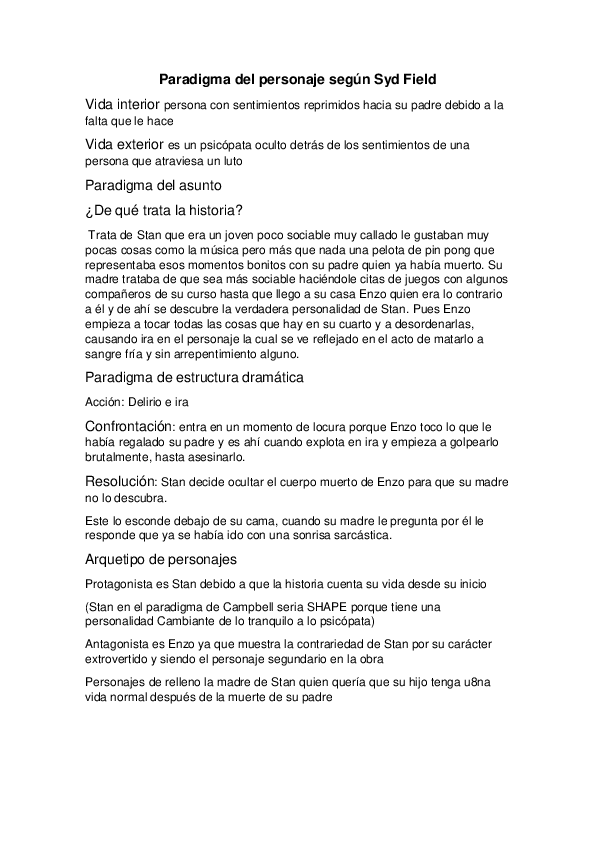 (DOC) Paradigma del personaje según Syd Field