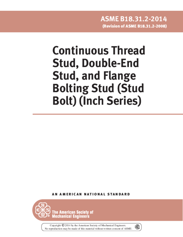 (PDF) Continuous Thread Stud, Double-End Stud, and Flange Bolting Stud ...