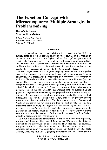 Pdf The Function Concept With Microcomputers Multiple Strategies In