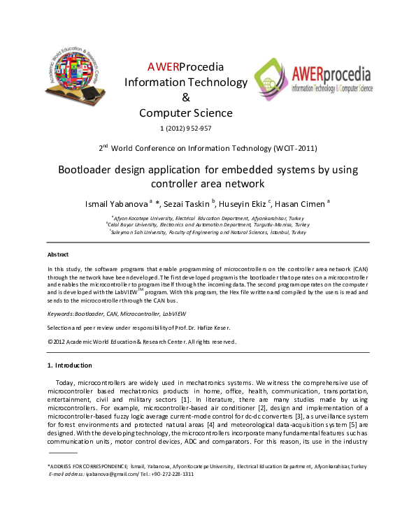 Pdf Can Based Bootloader For Embedded Systems 