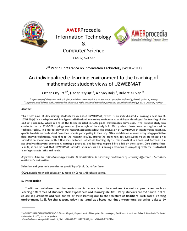 (PDF) An individualized e-learning environment to the teaching of ...