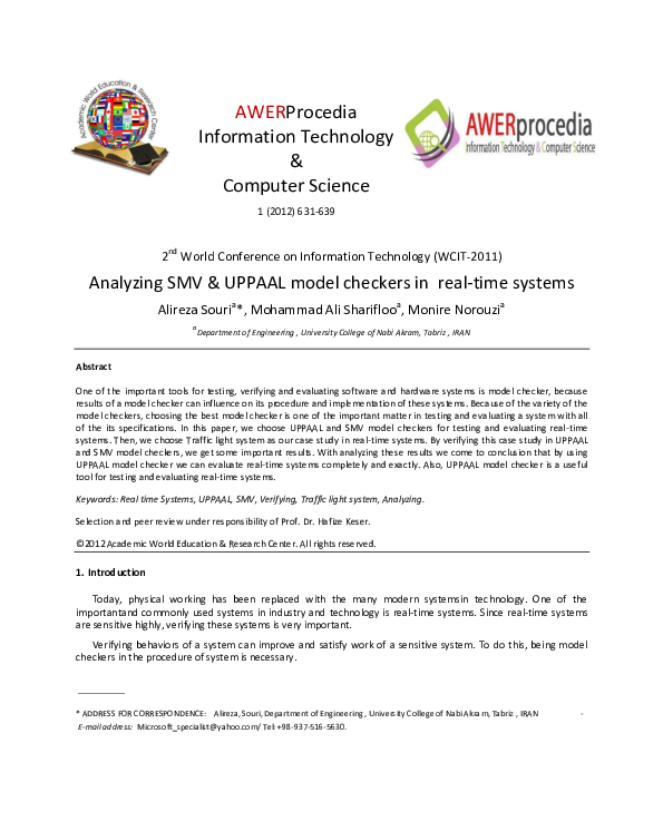 (PDF) Analyzing SMV & UPPAAL model checkers in real-time systems
