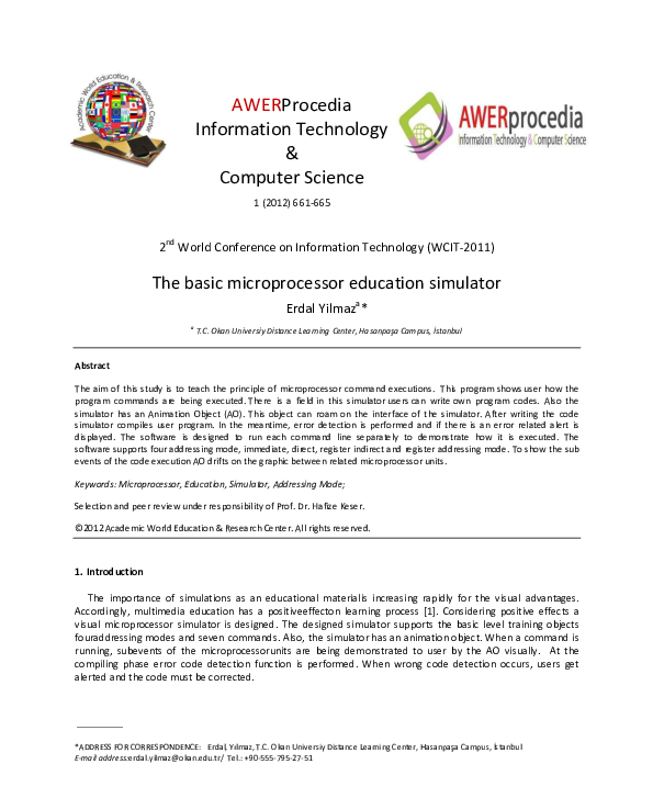 Pdf Microprocessor Execution Simulator For Education
