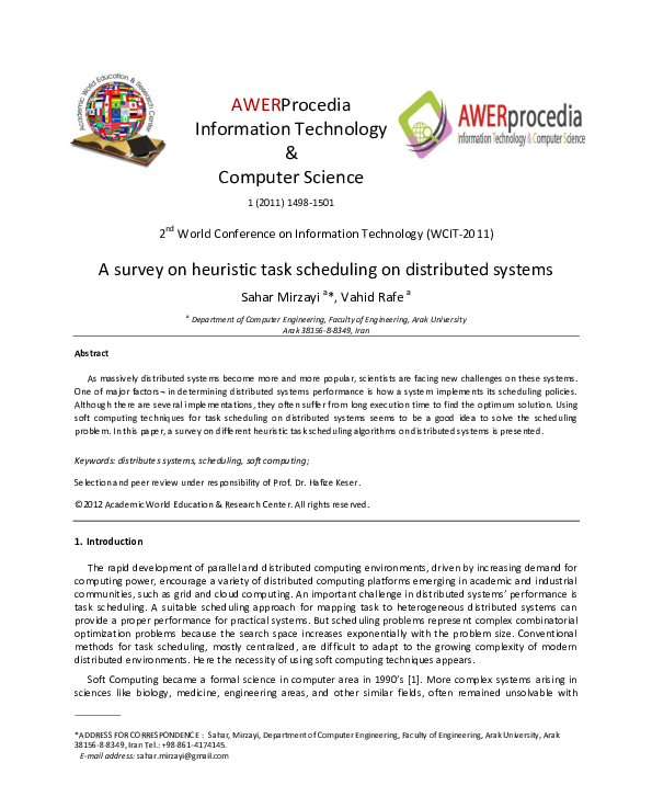 (PDF) A survey on heuristic task scheduling on distributed systems