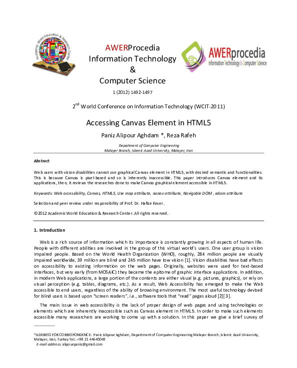 (PDF) Accessing Canvas Element in HTML5