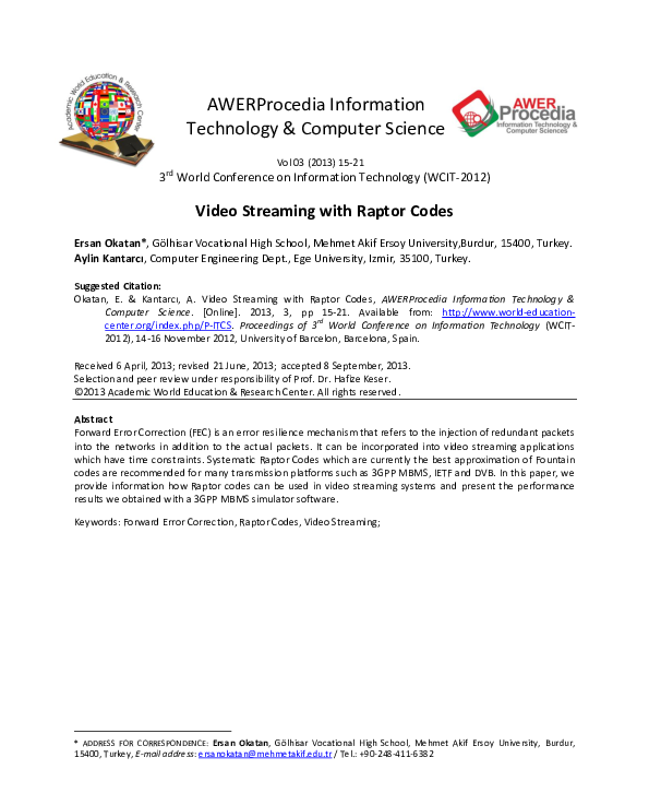 (PDF) Video Streaming with Raptor Codes
