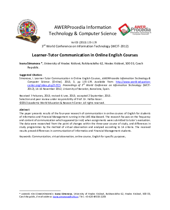 (PDF) Learner-Tutor Communication in Online English Courses