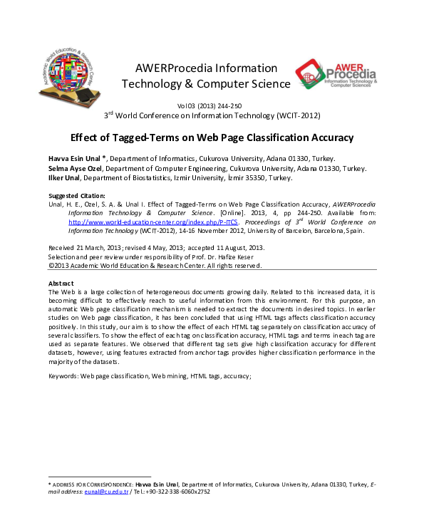 (PDF) Effect of Tagged-Terms on Web Page Classification Accuracy