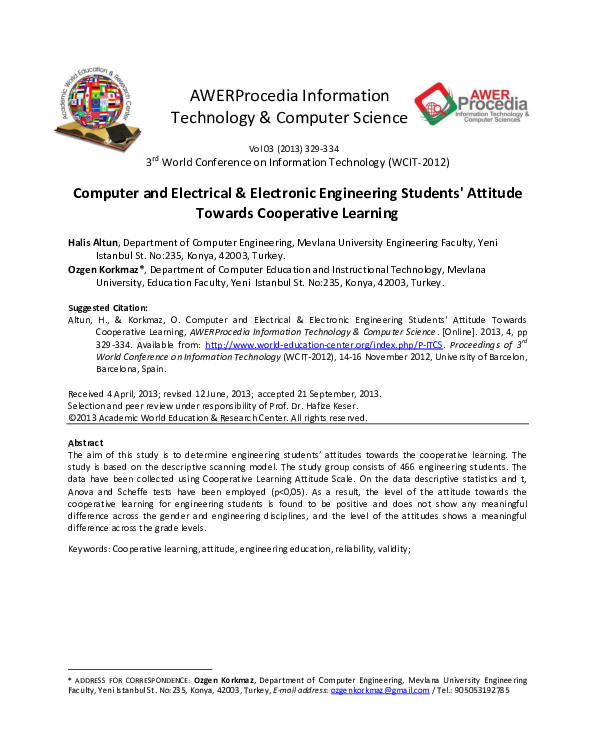 (PDF) Computer and Electrical & Electronic Engineering Students' Attitude Towards Cooperative ...