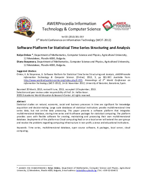 (PDF) Software Platform for Statistical Time Series Structuring and ...