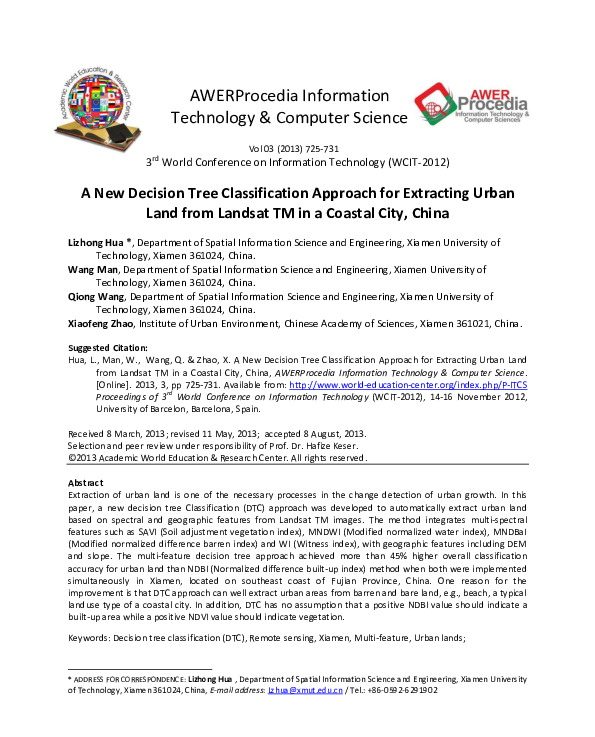 (PDF) A New Decision Tree Classification Approach for Extracting Urban ...