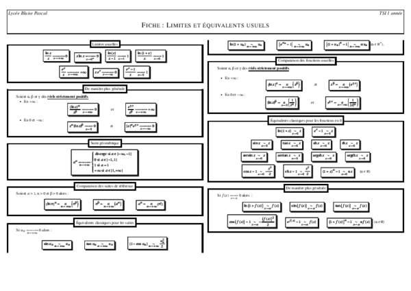 (PDF) FICHE : LIMITES ET ÉQUIVALENTS USUELS