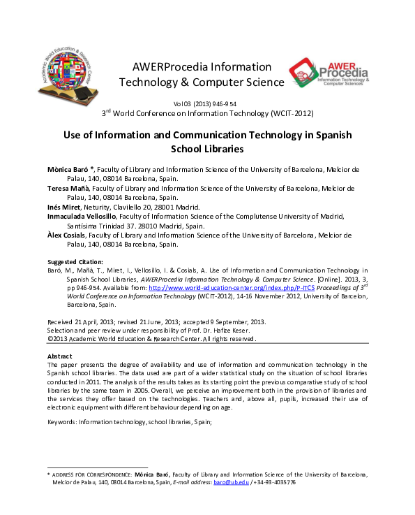 (PDF) Use of Information and Communication Technology in Spanish School ...