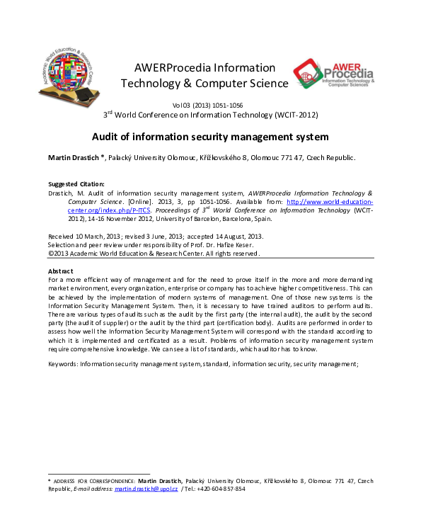 Pdf Audit Of Information Security Management System