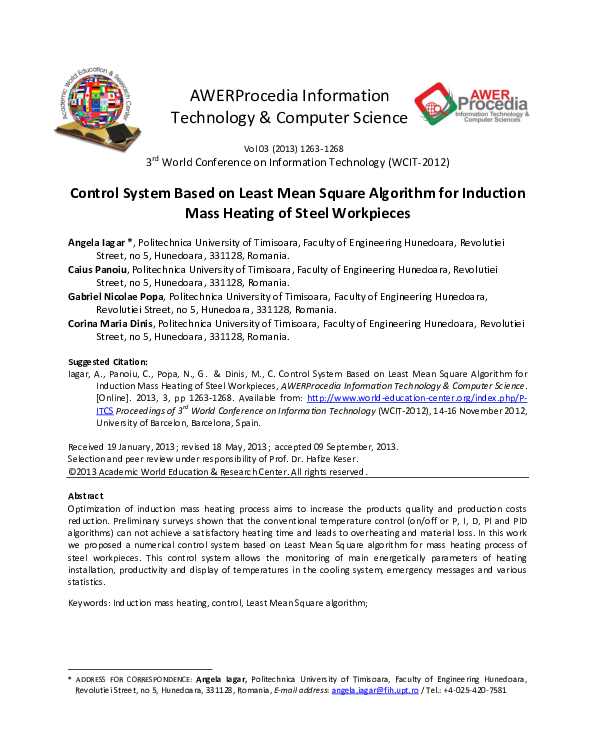 (PDF) Control System Based on Least Mean Square Algorithm for Induction Mass Heating of Steel ...