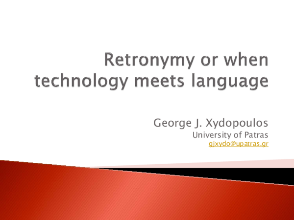 (PDF) Retronymy or when technology meets language