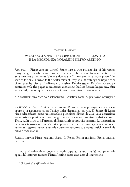 (PDF) «Roma coda mundi»: la corruzione ecclesiastica e la decadenza ...