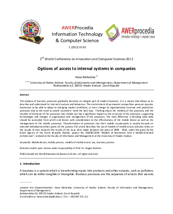 (PDF) Options of access to internal systems in companies