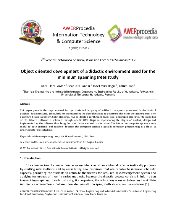 Pdf Object Oriented Development Of A Didactic Environment Used For