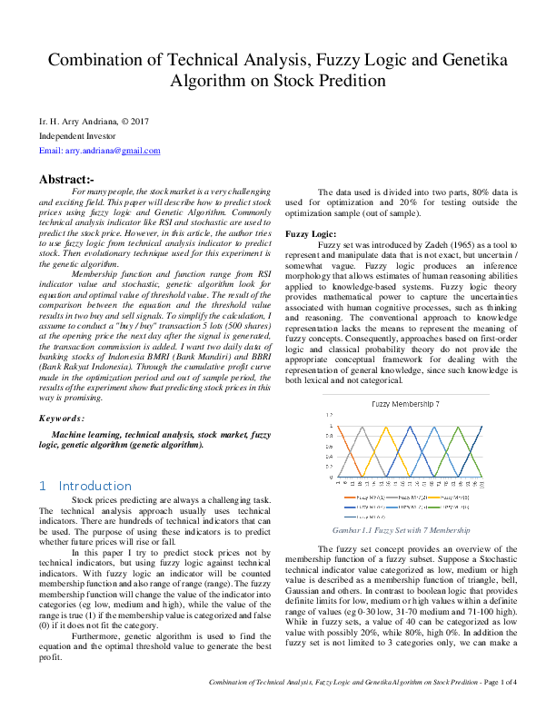 (PDF) Combination of Technical Analysis, Fuzzy Logic and Genetika Algorithm on Stock Predition