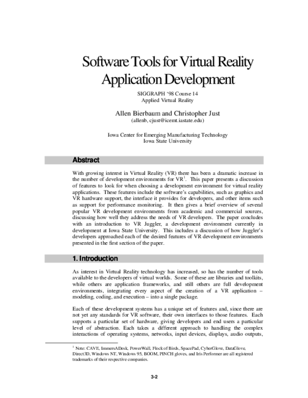 (PDF) Software Tools for Virtual Reality Application Development ...