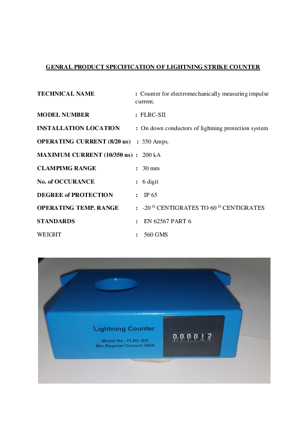 (DOC) GENRAL PRODUCT SPECIFICATION OF LIGHTNING STRIKE COUNTER ...