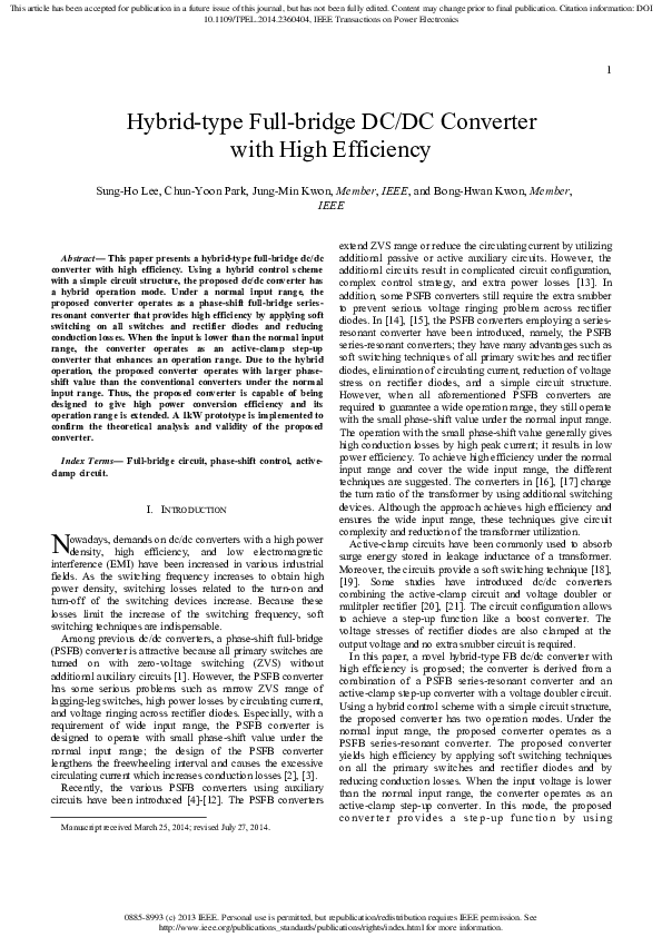 (PDF) Hybrid type full bridge DC DC converter