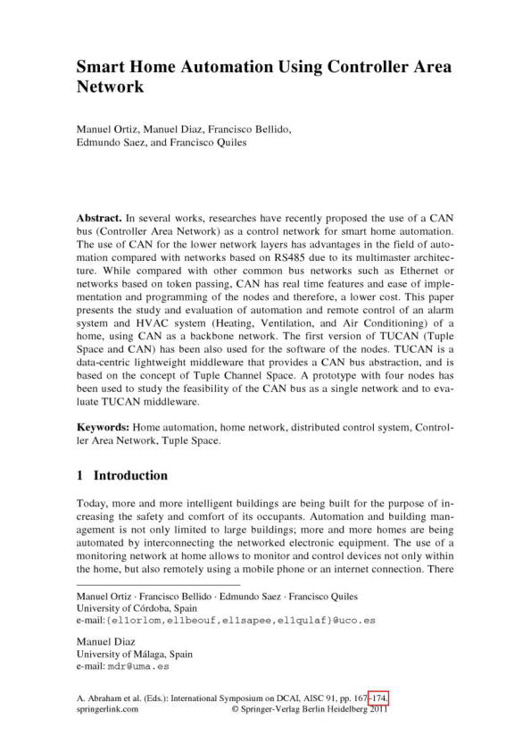 (PDF) Smart Home Automation Using Controller Area Network