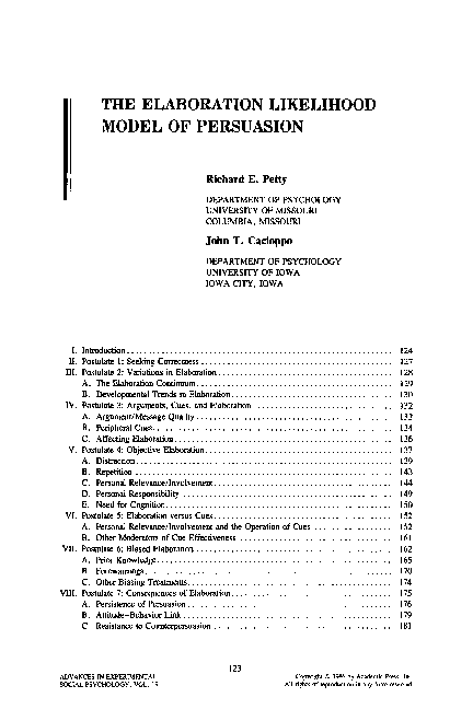 (PDF) THE ELABORATION LIKELIHOOD MODEL OF PERSUASION