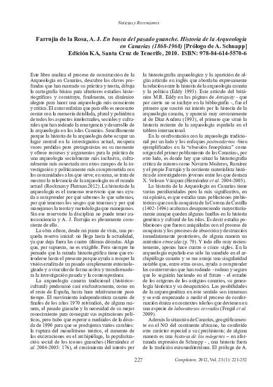 (PDF) Recensión de Gonzalo Ruiz Zapatero sobre el libro "En busca del ...