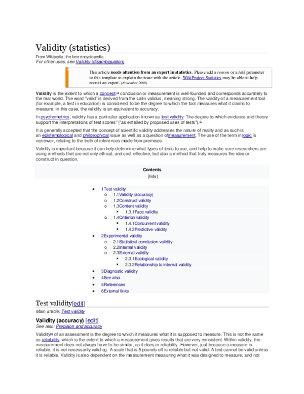 (DOC) Validity (statistics