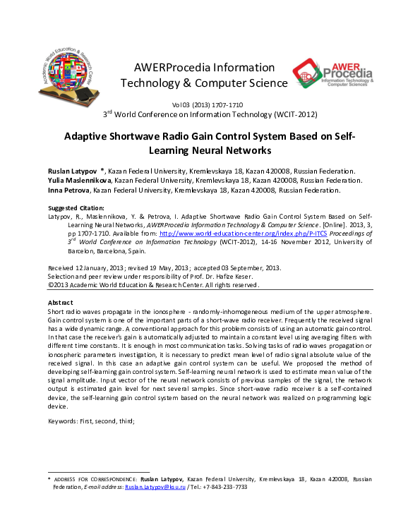 (PDF) Adaptive Shortwave Radio Gain Control System Based on Self ...
