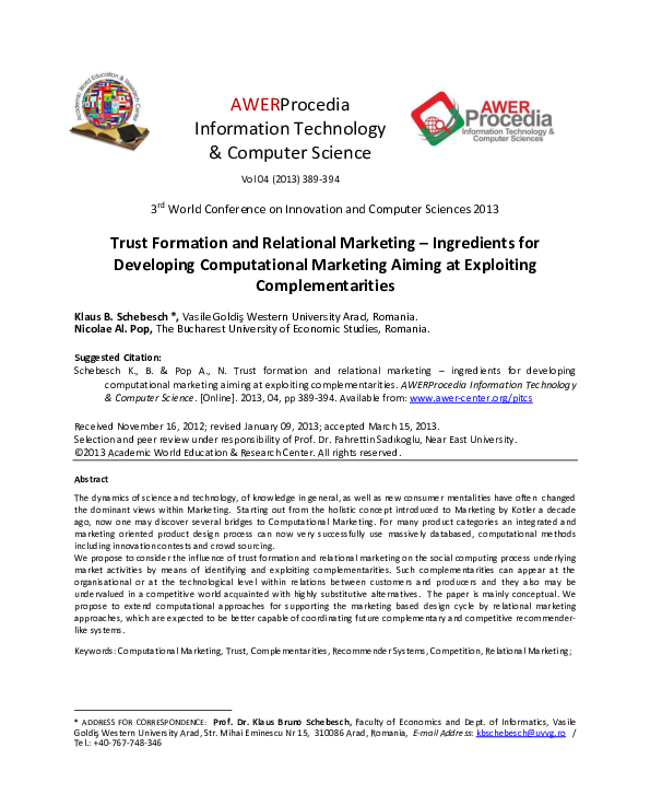 (PDF) Trust Formation and Relational Marketing – Ingredients for ...