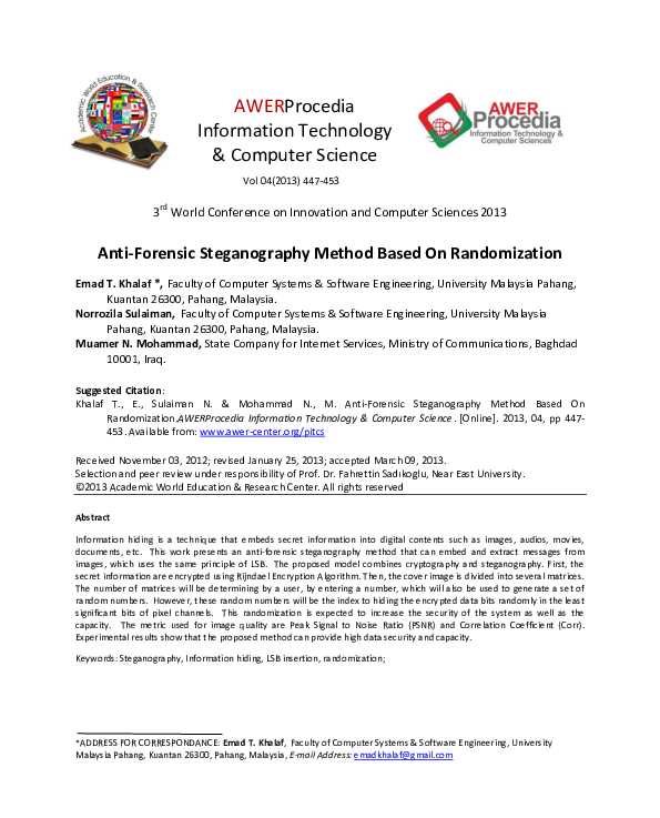 Pdf Anti Forensic Steganography Method Based On Randomization