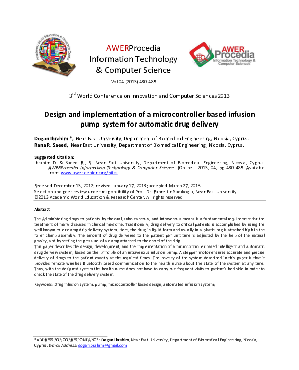 (PDF) Design and implementation of a microcontroller based infusion ...