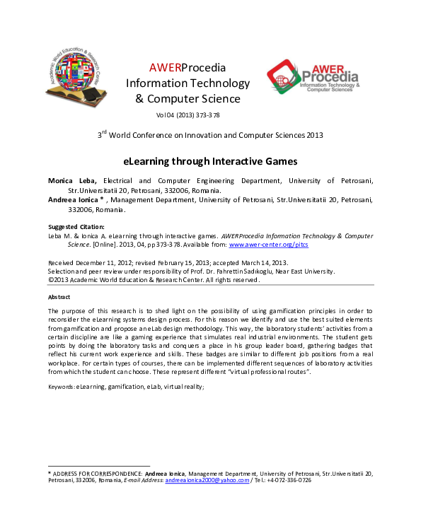 (PDF) eLearning through Interactive Games