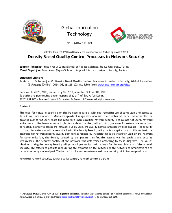 (PDF) Density Based Quality Control Processes in Network Security ...