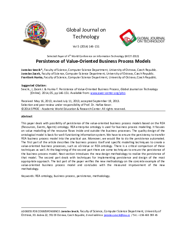 (PDF) Persistence of Value-Oriented Business Process Models