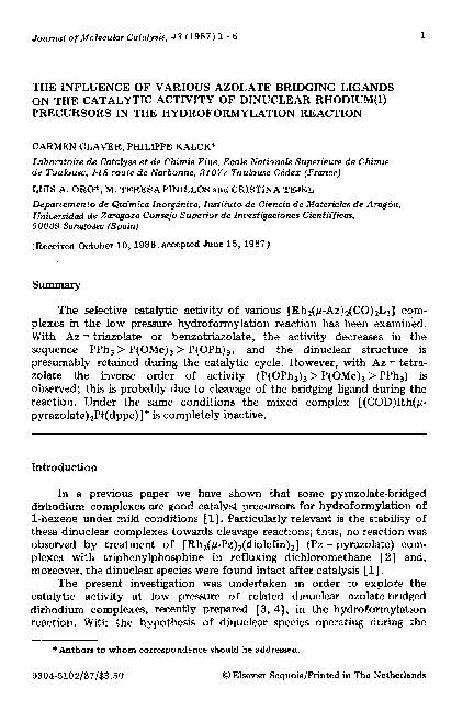 (PDF) The Influence of Various Azolate Bridging Ligands on the ...