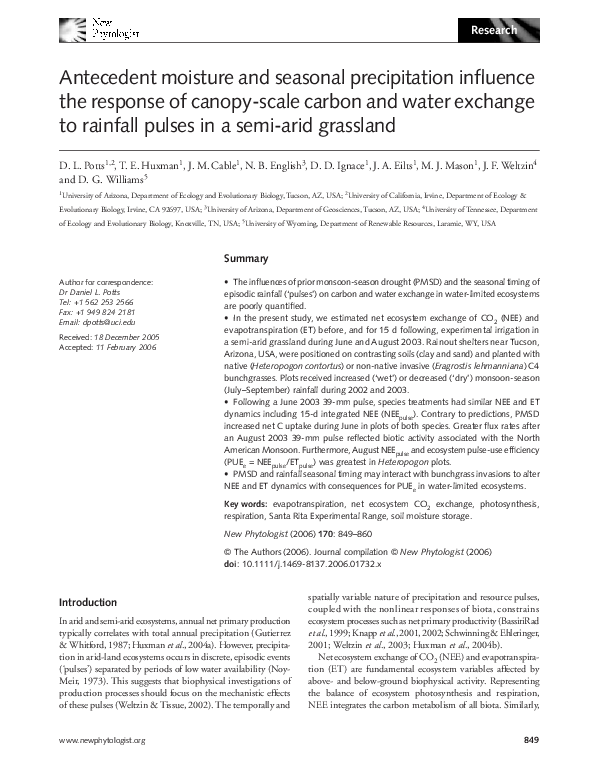 (PDF) Antecedent moisture and seasonal precipitation influence the ...