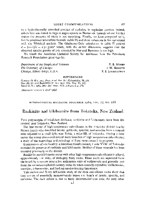 (PDF) Rankinite and Kilchoanite from Tokatoka, New Zealand