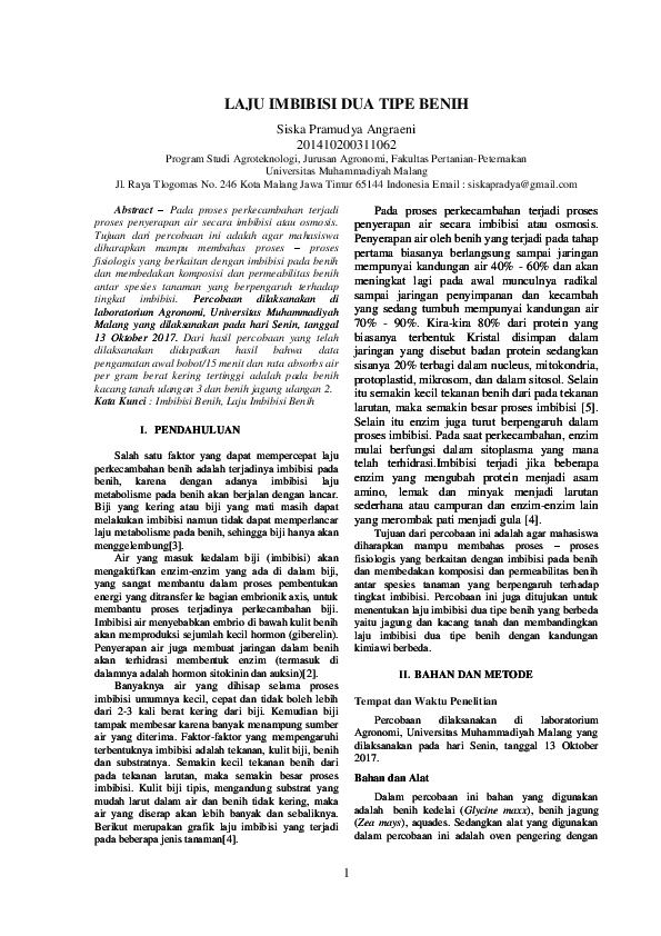 (PDF) LAJU IMBIBISI DUA TIPE BENIH