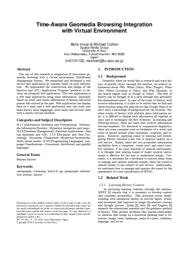 (PDF) Time-aware geomedia browsing integration with virtual environment