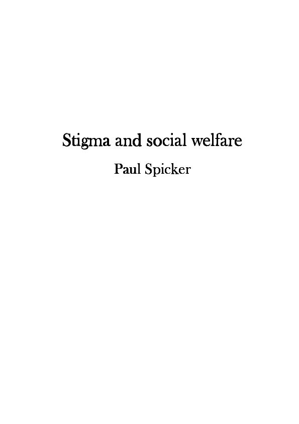 (PDF) Stigma and social welfare Stigma and social welfare Stigma and ...