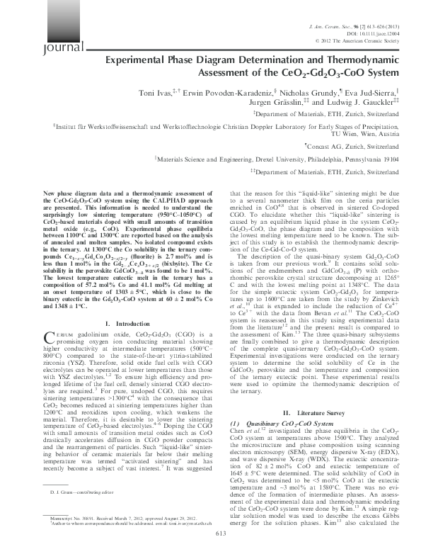 (PDF) Experimental Phase Diagram Determination and Thermodynamic ...