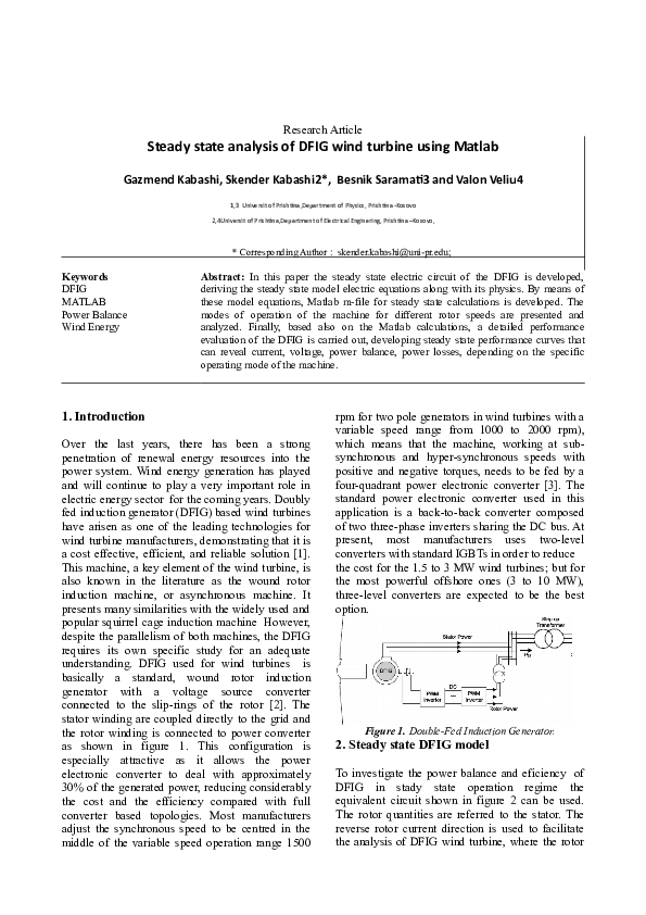Doc Steady State Analysis Of Dfig Wind Turbine Using Matlab