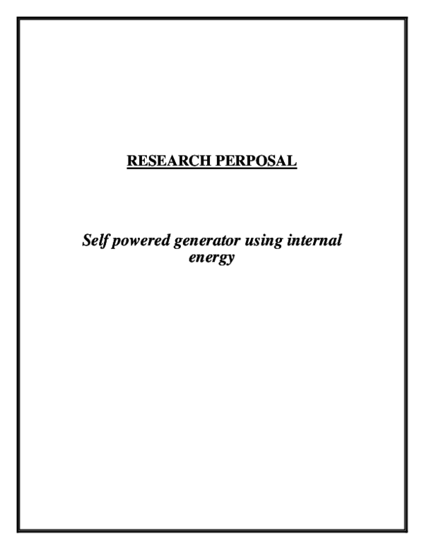 (PDF) Self powered generator using internal energy